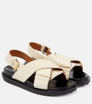 Marni Fussbett Leather Sandals - Beige