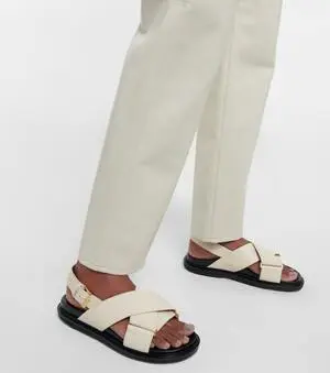 Marni Fussbett Leather Sandals - Beige