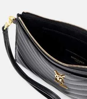 Saint Laurent Monogram Large Leather Pouch - Black