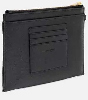 Saint Laurent Monogram Large Leather Pouch - Black