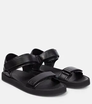 THE ROW Hook And Loop Leather Sandals - Black
