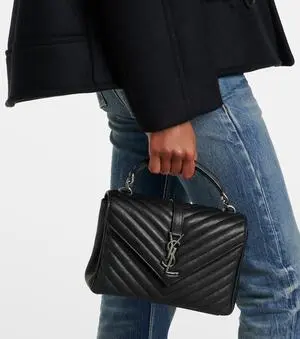 Saint Laurent Collège Medium Leather Shoulder Bag - Black