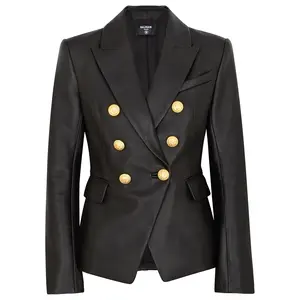 Balmain Double-breasted Leather Blazer