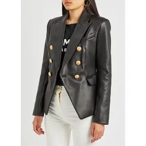 Balmain Double-breasted Leather Blazer