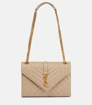 Saint Laurent Envelope Medium Shoulder Bag Beige