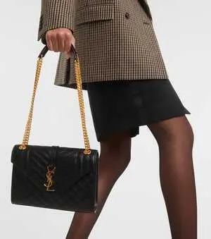 Saint Laurent Envelope Medium Shoulder Bag - Black