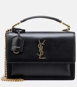 Saint Laurent Sunset Medium Leather Shoulder Bag - Black