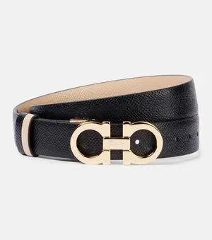 FERRAGAMO Reversible Gancini Leather Belt - Black
