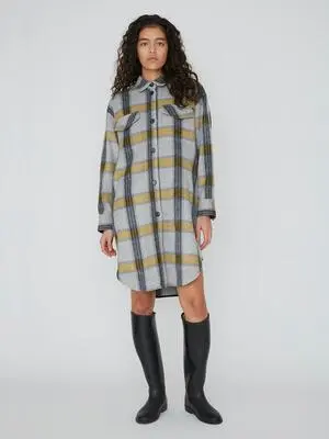 DESIGNERS, REMIX Amara Flannel Check Shirt Jacket - Grey,yellow