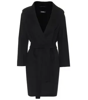 Max Mara Messi Belted Virgin Wool Coat - Black