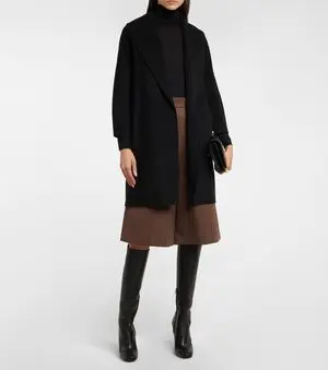 Max Mara Messi Belted Virgin Wool Coat - Black