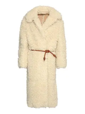 Stella McCartney Faux Shearling Long Coat - Ivory
