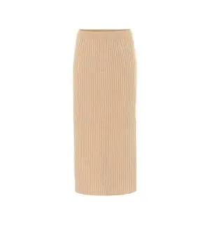 Loro Piana Tribeca Ribbed-knit Cashmere Midi Skirt