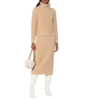 Loro Piana Tribeca Ribbed-knit Cashmere Midi Skirt