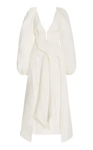 Cult Gaia Larissa Wrap-effect Linen-blend Midi Dress
