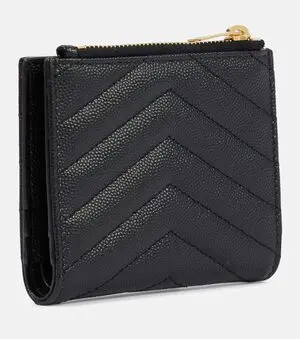 Saint Laurent Monogram Zipped Leather Wallet - Black