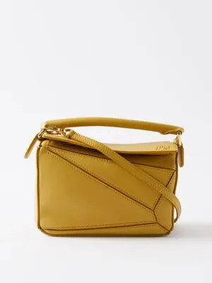 Loewe Loewe - Puzzle Mini Leather Cross-body Bag - Womens - Yellow Yellow