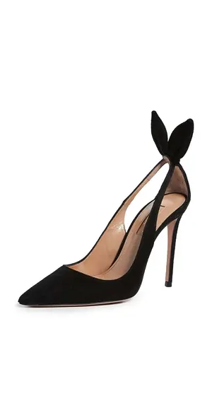 AQUAZZURA Bow Tie Pointed Toe Pumps - Black