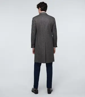 LARDINI Double-breasted Herringbone Coat