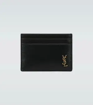 Saint Laurent Tiny Cassandre Leather Card Holder - Black