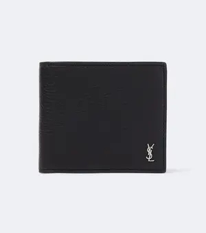 Saint Laurent Tiny Cassandre East/west Leather Wallet - Black