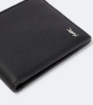 Saint Laurent Tiny Cassandre East/west Leather Wallet - Black