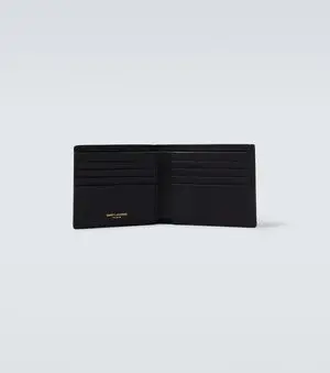 Saint Laurent Tiny Cassandre East/west Leather Wallet - Black