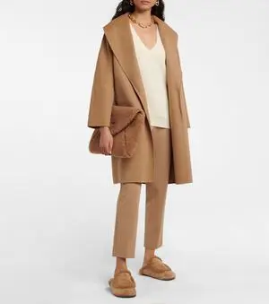 Max Mara Messi Belted Virgin Wool Coat - Beige