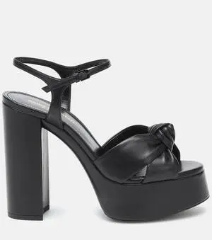 Saint Laurent Bianca 125 Leather Platform Sandals - Black