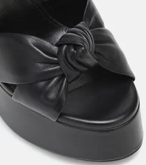 Saint Laurent Bianca 125 Leather Platform Sandals - Black