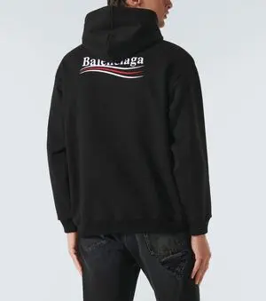 Balenciaga Political Campaign Hooded Sweatshirt - Black