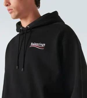 Balenciaga Political Campaign Hooded Sweatshirt - Black