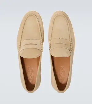 TOD'S Suede Penny Loafers - Beige