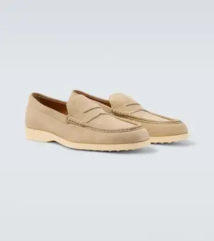TOD'S Suede Penny Loafers - Beige