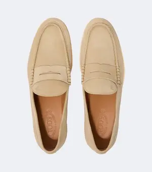 TOD'S Suede Penny Loafers - Beige