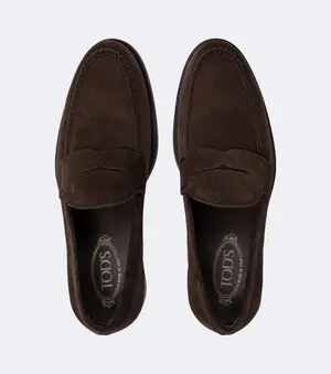 TOD'S Suede Penny Loafers - Brown