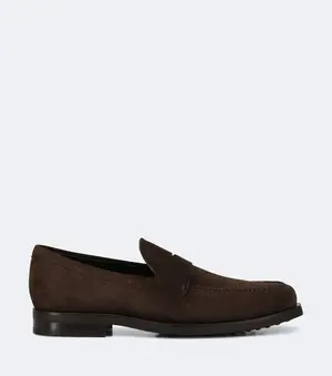 TOD'S Suede Penny Loafers - Brown