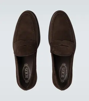 TOD'S Suede Penny Loafers - Brown