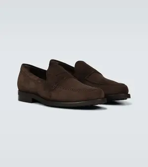 TOD'S Suede Penny Loafers - Brown