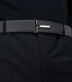TOM FORD T Icon Reversible Leather Belt - Blue