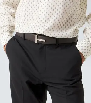 TOM FORD T Icon Reversible Leather Belt - Brown