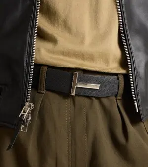 TOM FORD T Icon Reversible Leather Belt - Brown