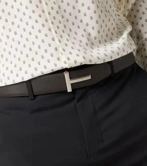 TOM FORD T Icon Reversible Leather Belt - Brown