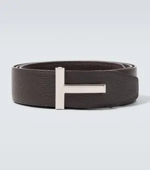 TOM FORD T Icon Reversible Leather Belt - Brown