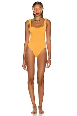 Hunza G Hunza G Square Neck Swimsuit Mango Sorbet