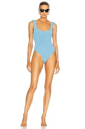 Hunza G Classic Square Neck One Piece Swimsuit Sky Blue