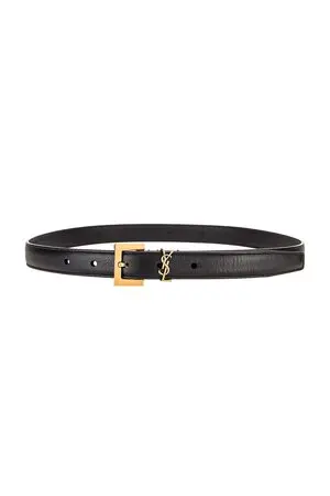 Saint Laurent Logo Leather Belt - Black
