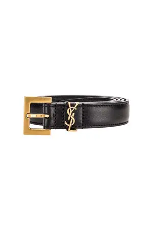 Saint Laurent Logo Leather Belt - Black