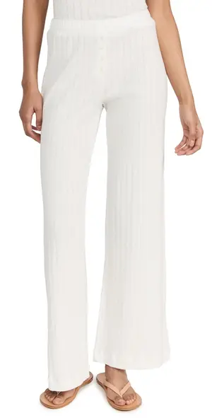 LESET Pointelle Knit Pants - White