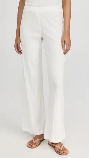 LESET Pointelle Knit Pants - White